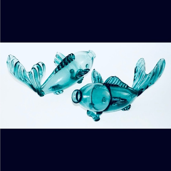 Art | Japanese Modernist Lg Blueturquoise Greenhandblown Glass Koi Fish ...